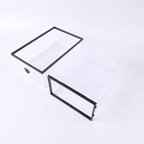 Futchoy Clear Drawer Shoe Box 10/20/24 Pcs Foldable Shoe Storage Case Box for Storage Room Bedroom Black Round Hole/Black Heart (Black heart 24)
