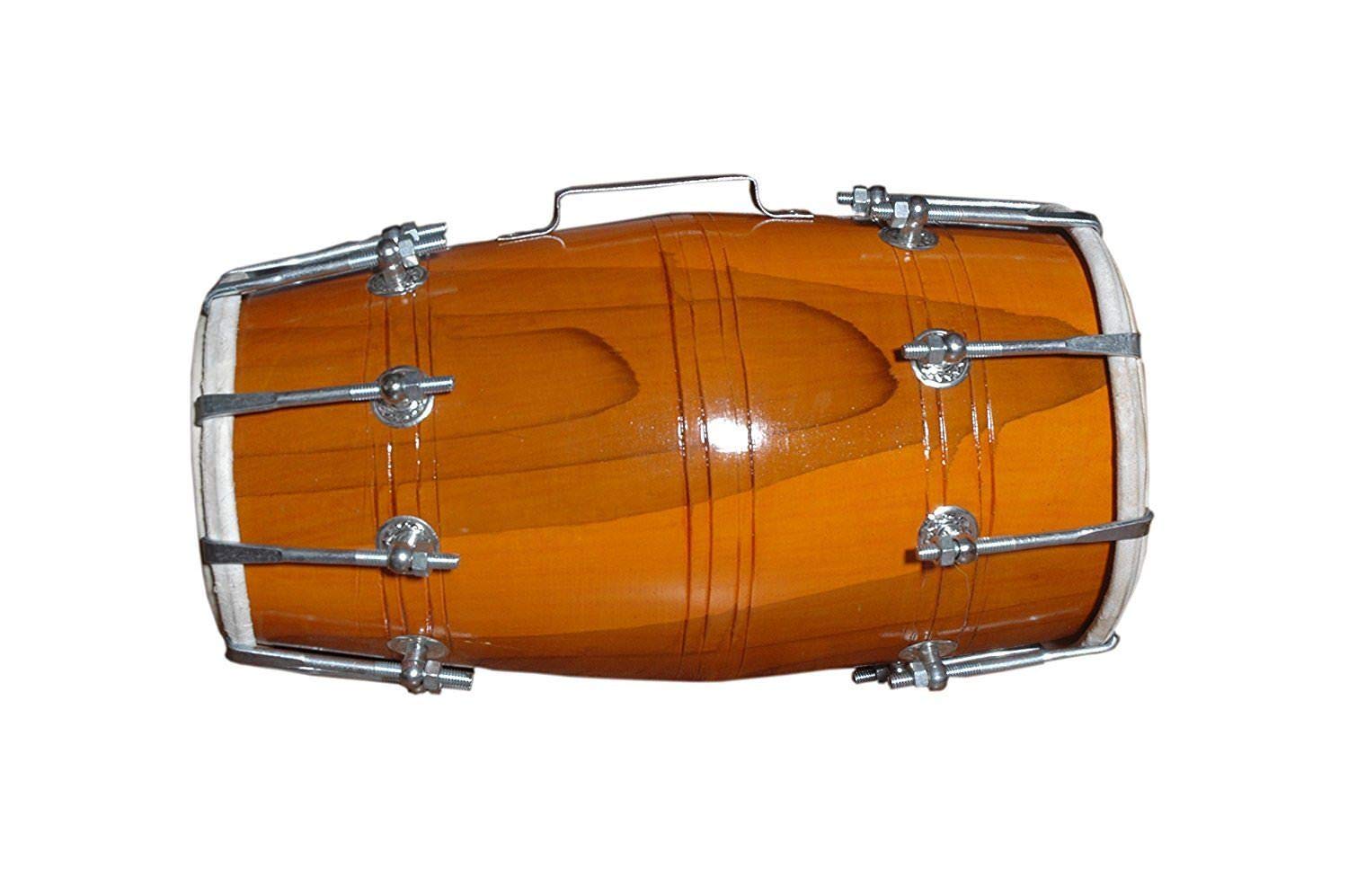 SHREYAS HANDMADE WOOD DHOLAK INDIAN FOLK MUSICAL INSTRUMENT DRUM NUTS N BOLT