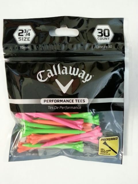 Performance 2.75’’ Plastic Golf Tees, Neon Mix, 30 Pack
