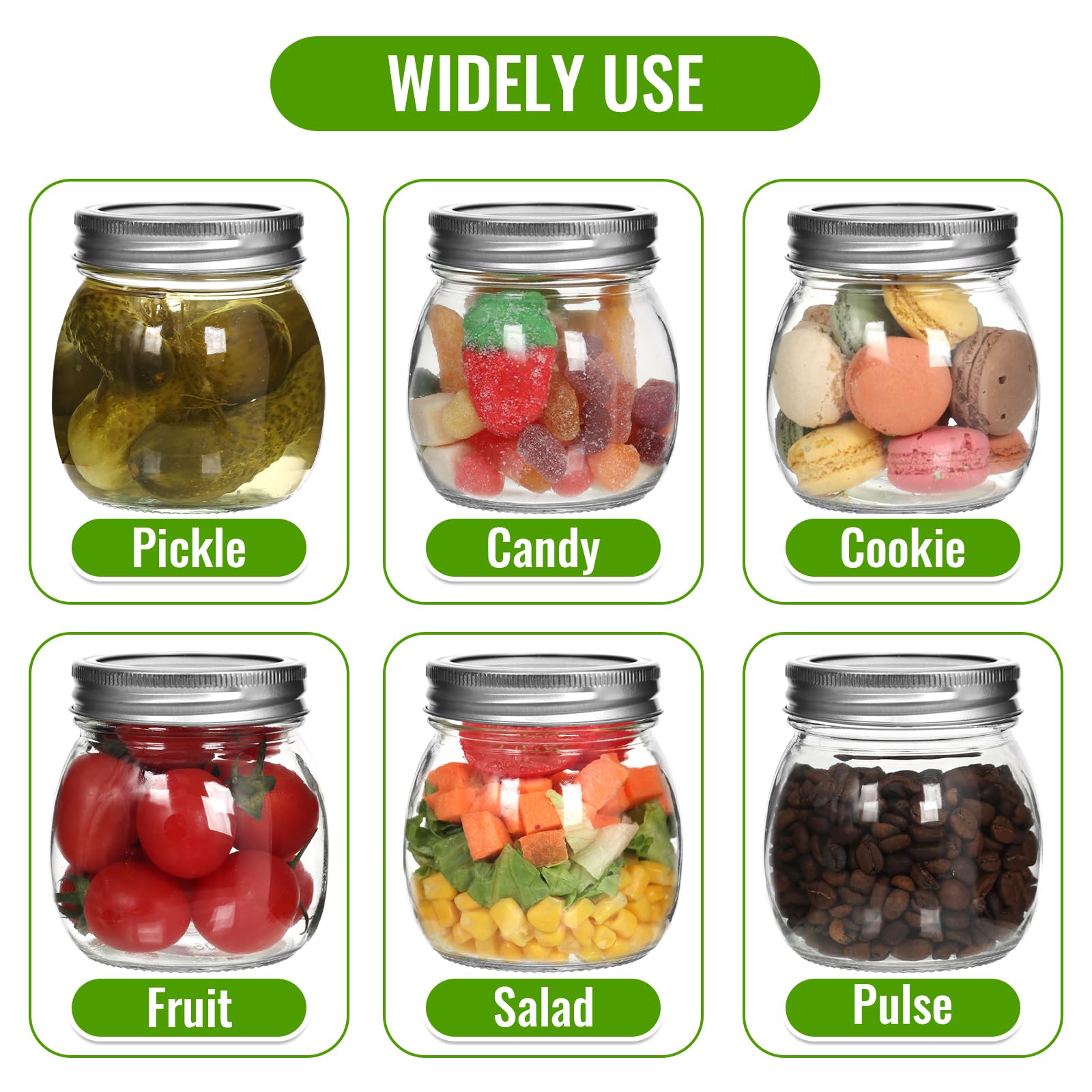 EkkoVla 10 oz Mason Jar with Regular Lid and Band, 24 Pack 300 ml Glass Canning Jars for Canning, Meal Prep, Candies, DIY Projects, Wedding Party Favors