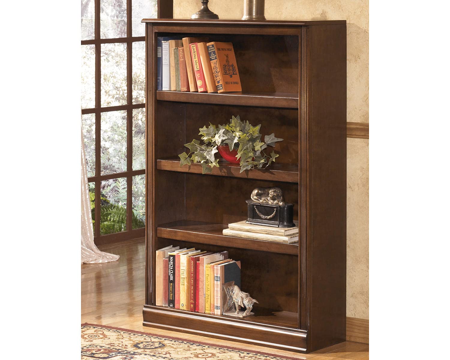 Signature Design by Ashley Hamlyn Traditional 53" Bookcase with 3 Adjustable Shelves, Brown