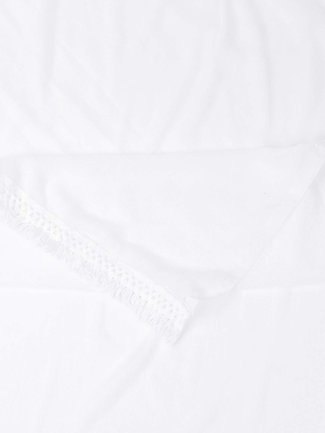 DUPATTA BAZAAR Woman's White Chiffon Dupatta with lace on border.