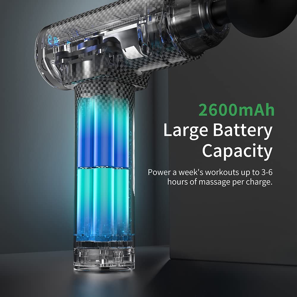 Cholas Massage Gun, Muscle Therapy Gun for Athletes, Deep Tissue Percussion Body Massager with 30 Adjustable Speeds, 10 Types of Heads, Handheld Neck Back Pain Relief