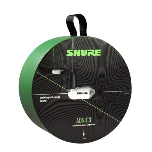 Shure AONIC 3 Wired Sound Isolating Earbuds, Clear Sound, Single Driver with BassPort, Secure in-Ear Fit, Detachable Cable, Durable Quality, Compatible with Apple & Android Devices - White