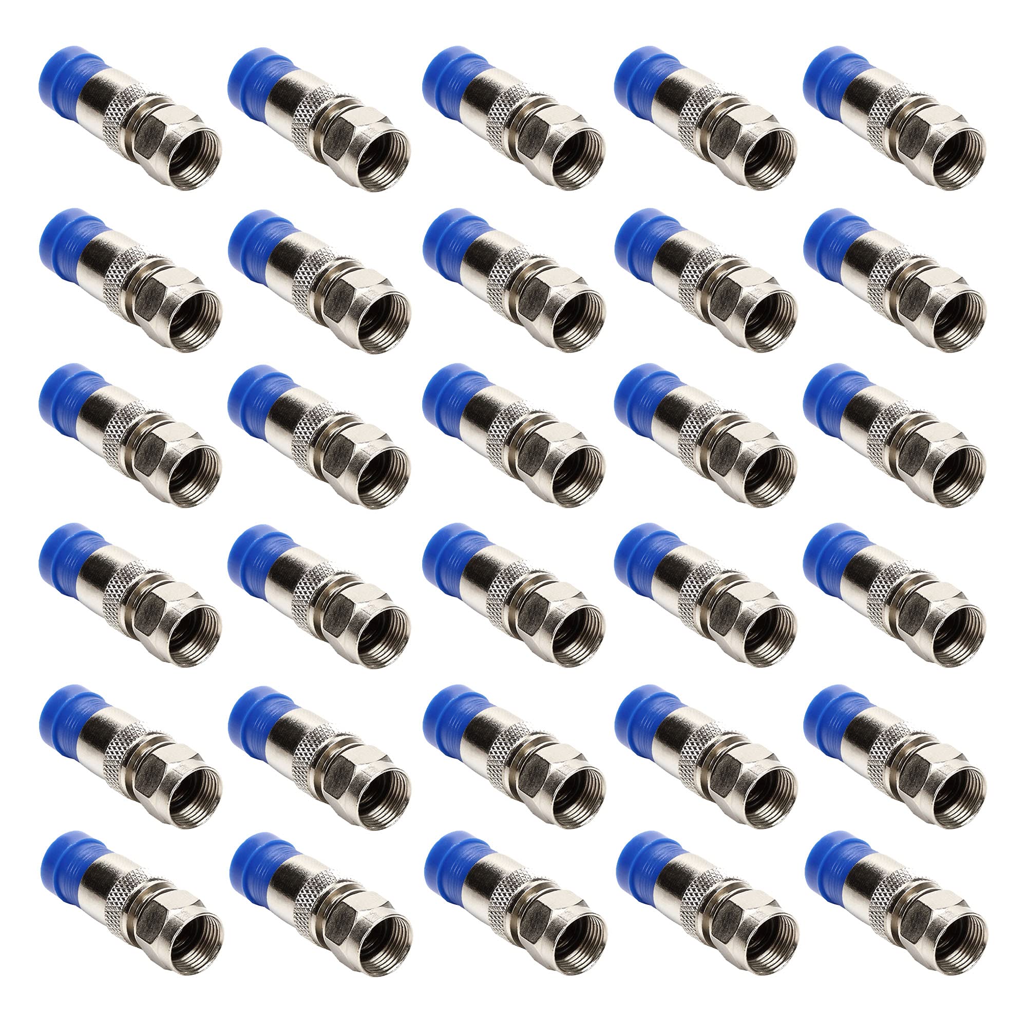 TLS.eagle RG6 Compression F Type Straight Antenna Cable Connector Coax Adapter Pack of 30