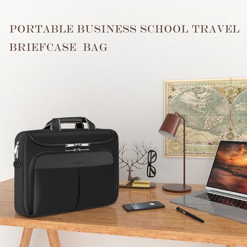 Enkinil Laptop Bag, 17 inch Waterproof Protective Messenger Briefcase Bag with Adjustable Shoulder Strap, Multifuntional Shoulder bag for Men Women Travel/Business(Black)