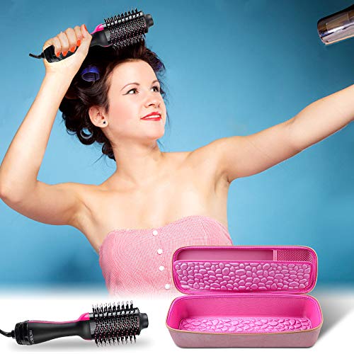 Case compatible with Revlon One-Step Hair Dryer & Volumizer Hot Air Brush, Blow Dryer Organizer Storage Bag (Pink)