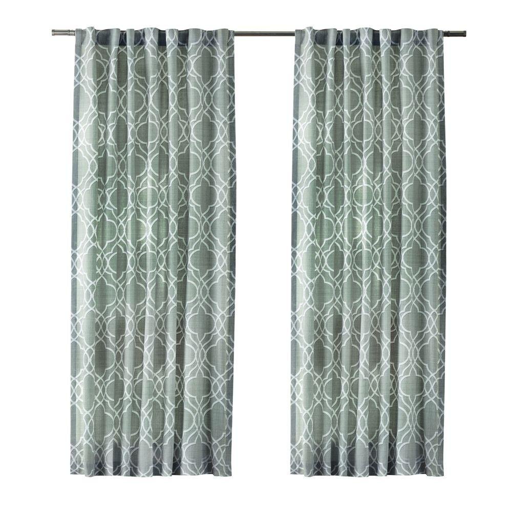 Pewter Gray Garden Gate Back Tab Curtain, 84 in. Length
