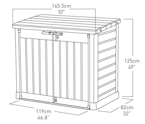 Keter Store-It-Out Prime XL 4.75 x 2.6 Foot Resin Outdoor Storage Shed with Double Doors and Easy Lift Hinges, Perfect for Trash Cans, Garden and Yard Tools, and Pool Toys, Black