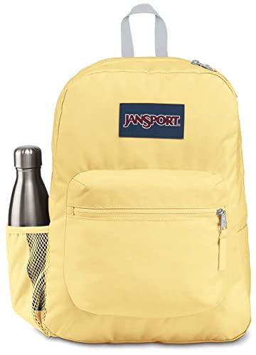 JanSport Cross Town Backpack, Pale Banana, 17" x 12.5" x 6" - Simple Bookbag Adults with 1 Main Compartment, Front Utility Pocket - Premium Accessories