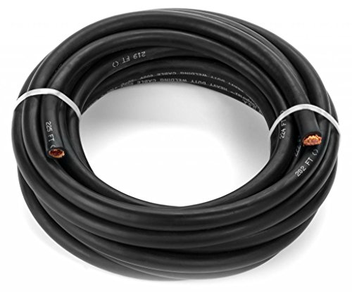 EWCS 1/0 Gauge Premium Extra Flexible Welding Cable 600 Volt - Black - 10 Feet- Made in the USA