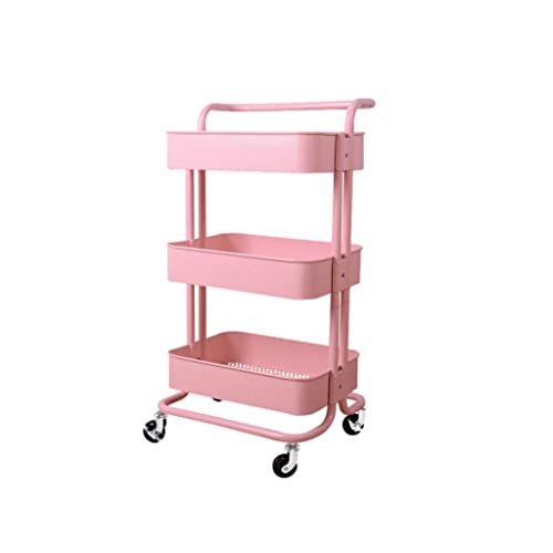 EYHLKM 3 Tier Storage Rack with 4 Wheels Home Kitchen Rack Living Room Bedroom Item Storage Rack (Color : A, Size : 85cm*45cm)
