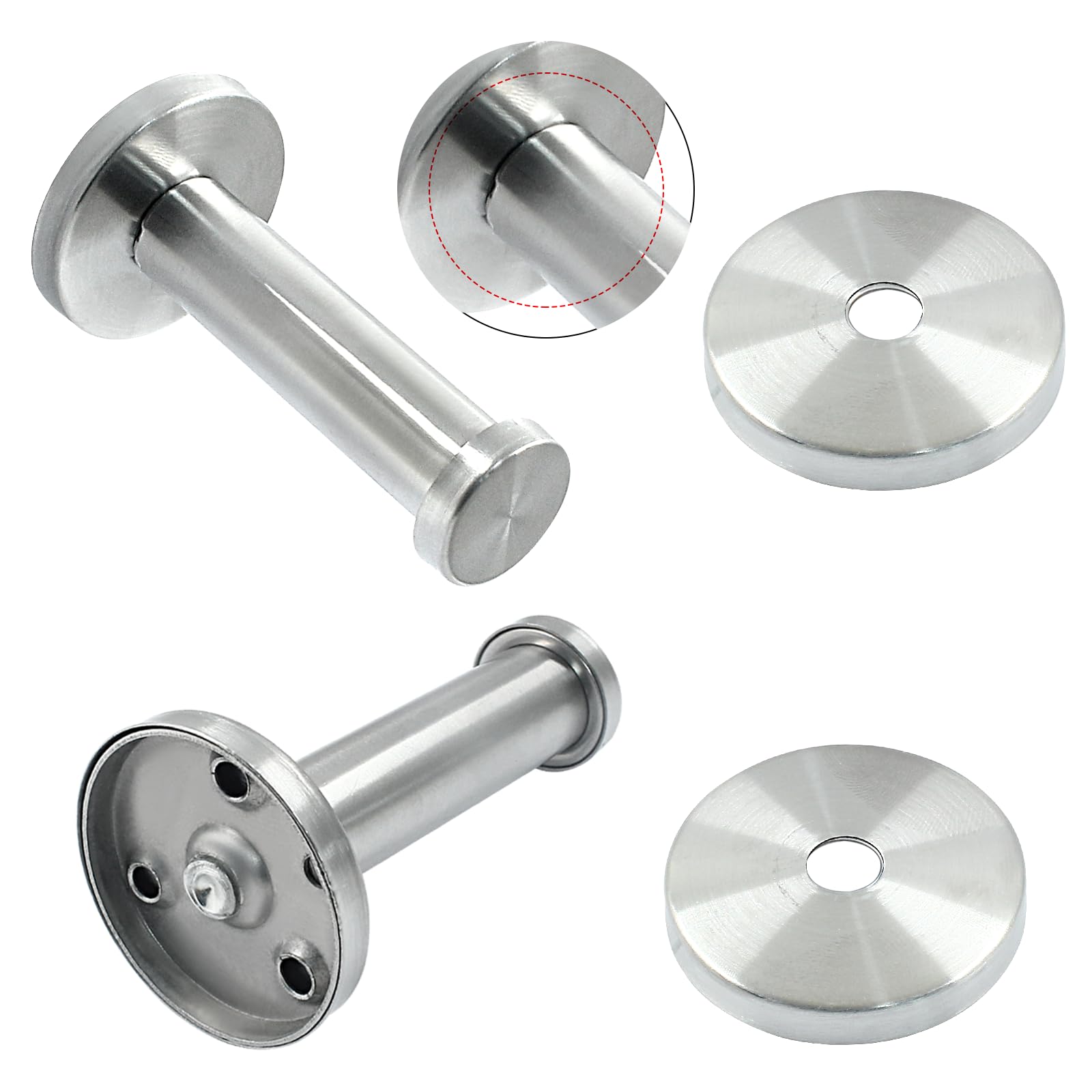 Hitefu 6 Pack Bathroom Towel Hooks - Sturdy Wall Mounted Robe Hook for Heavy Duty Clothes Hanger in Brushed Stainless Steel - Round Coat Hooks for Bathroom Bedroom Kitchen (2 Inch)
