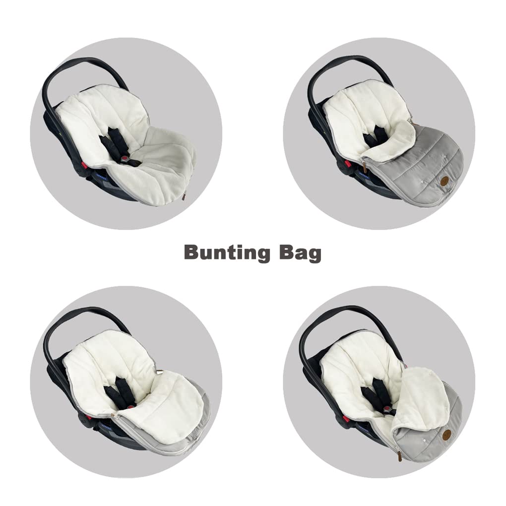 CozyMe Car Seat Cover for Infant Comes with Ultra Soft Fleece Carseat Bunting Bag for Winter, Infant Footmuff for Winter