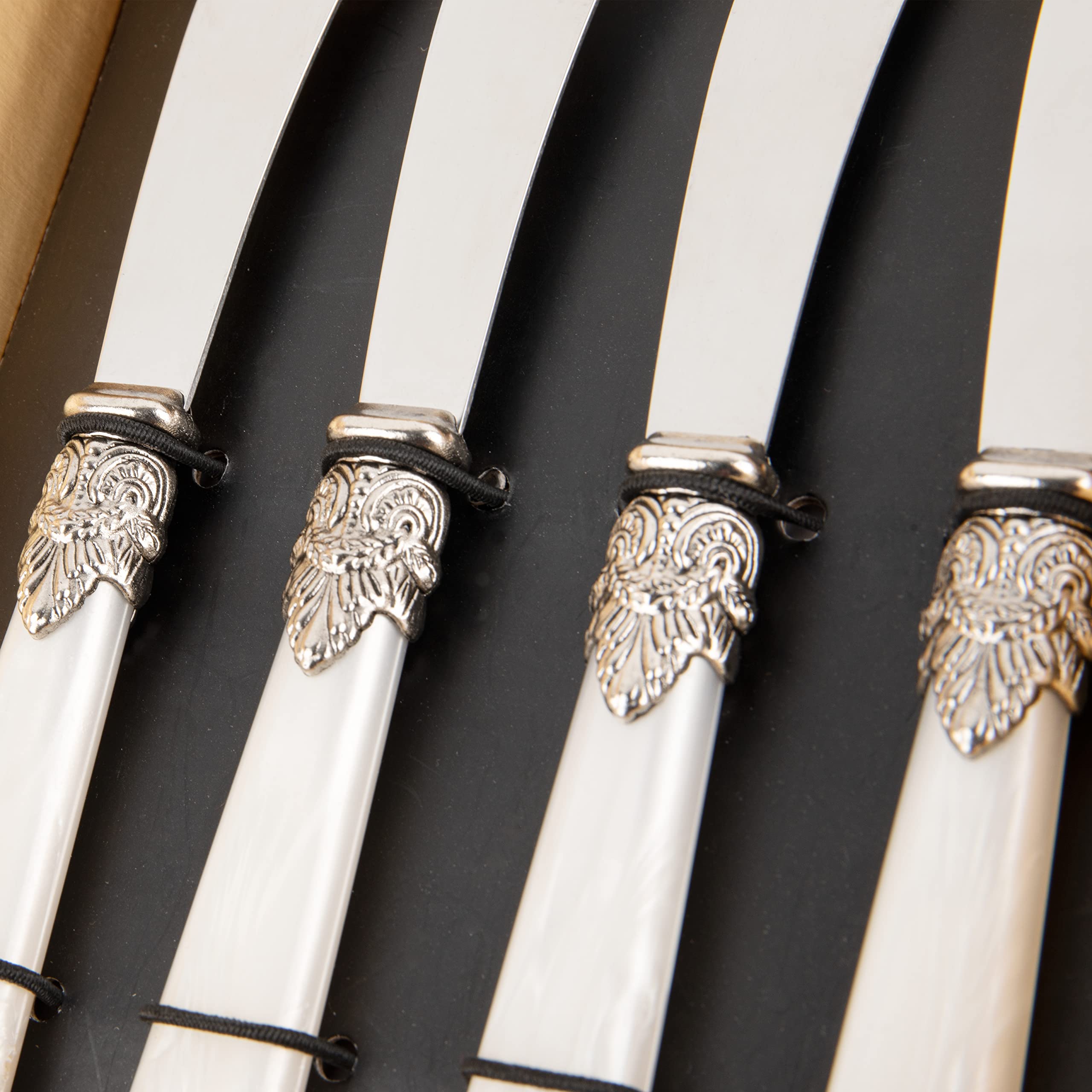 CATHYLIN REVERIE Collection 4-piece Stainless Steel Butter Spreader Cheese Knife, Giftable Butter Knives set, Bread Knife set(4, White Handle)