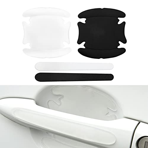 Klyuqoz Car Door Handle Protector, Car Door Handle Scratch Protector Pack of 16, Universal Car Clear Door Bowl Paint Protection Film Waterproof Anti-Scratch Stickers (Clear, Black)