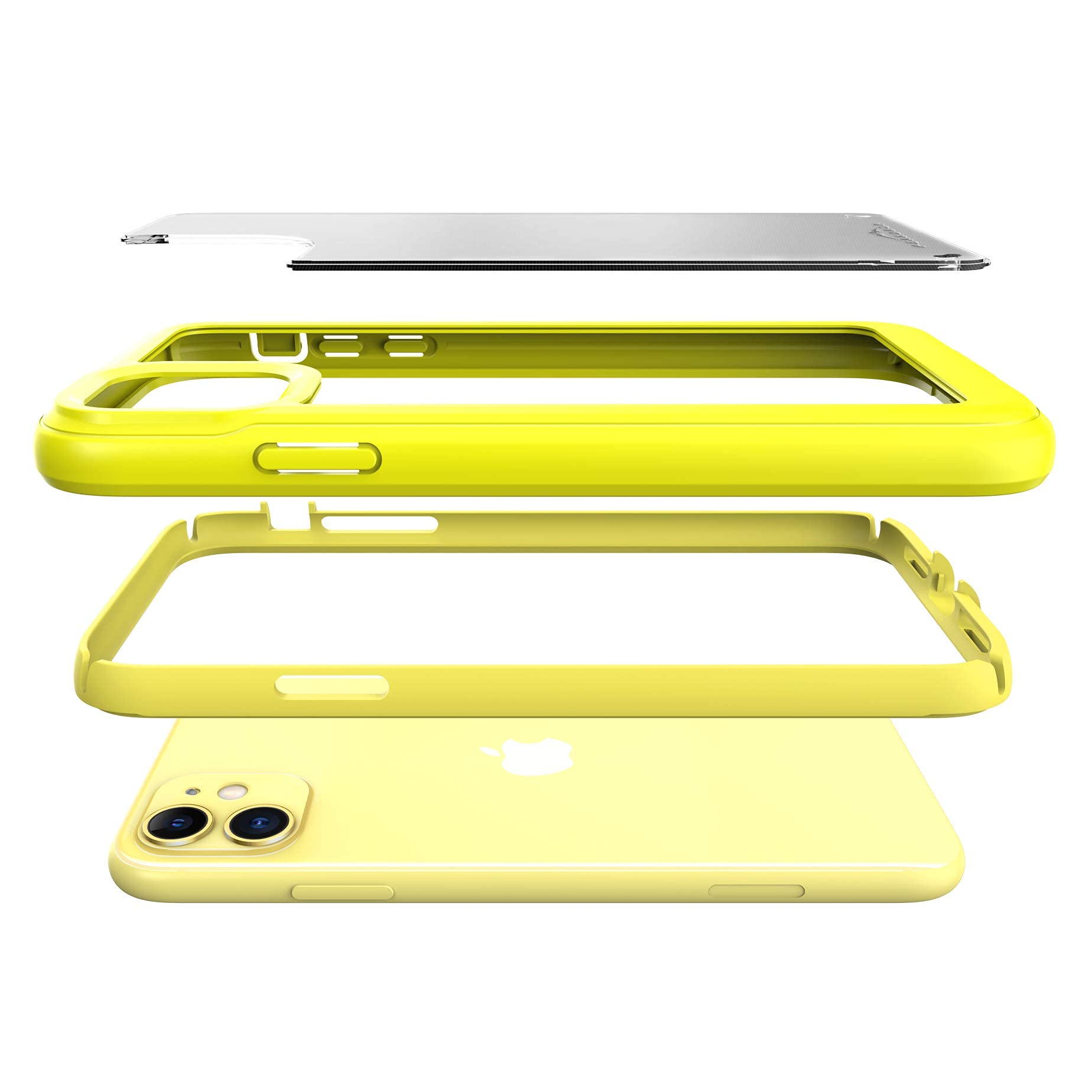 Case for iPhone 11, and [2 x Tempered Glass Screen Protector] 360 Full Body Coverage Heavy Duty Shockproof TPU Bumper with Clear Hard Back 3in1 (Yellow
