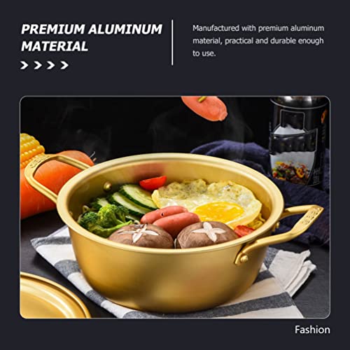 Hemoton 2 Sets Ramen Pot, Korean Ramen Cooking Pot with Lid Spoon and Chopsticks (1pair), Korean Ramen Noodle Pot Korean Stockpots with Double Handle (6.3inch/ 16cm)