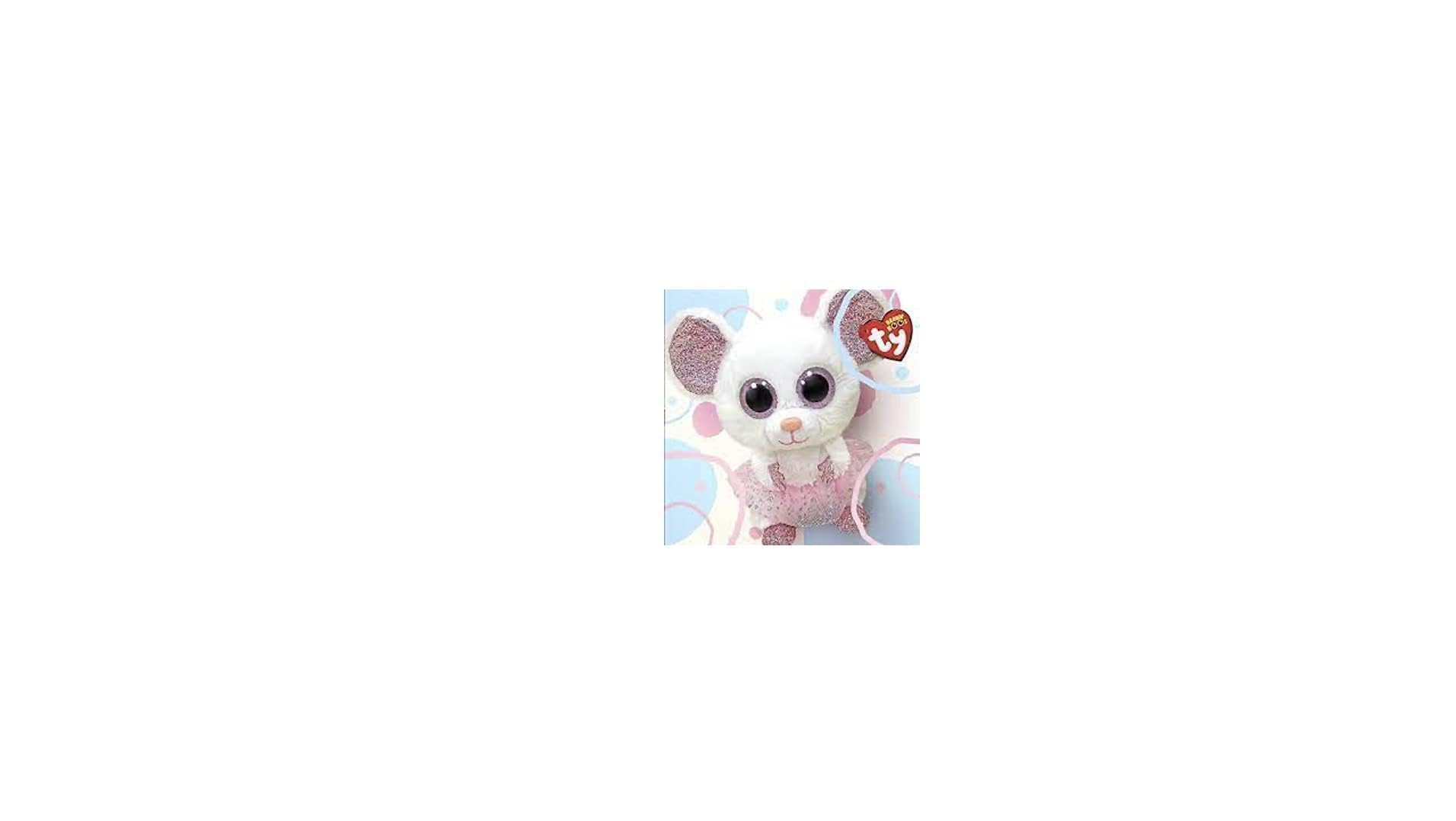 TY 2007519 Nina Mouse with Tutu Beanie Boo Stuffed Animal, Multicoloured, 15 cm