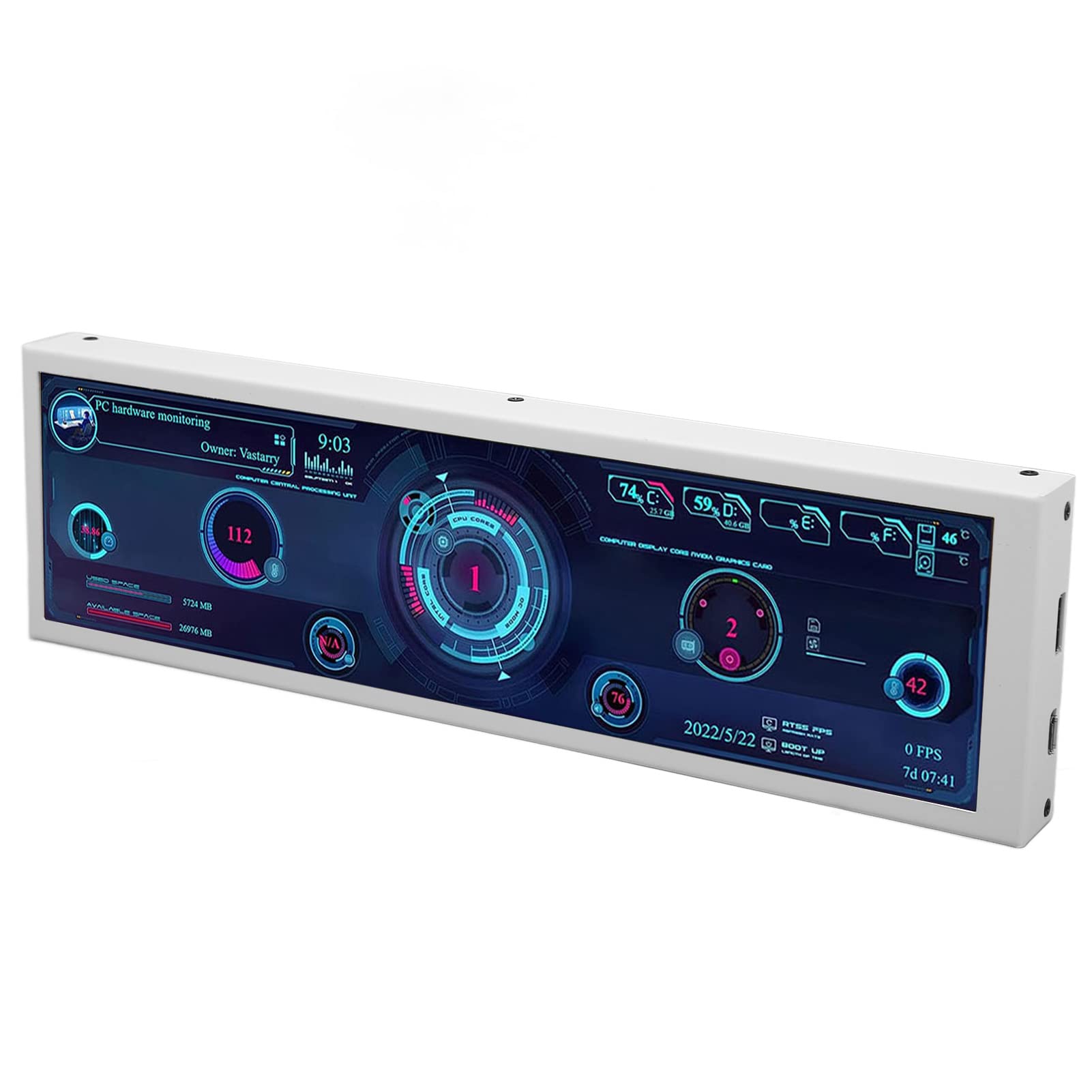 Dpofirs 8.8in Computer Temp Monitor, PC Sensor Panel Display with DIY Theme, 1920x480, CPU GPU Temperature Data Display Support for Raspberry Pi LinuxWindows