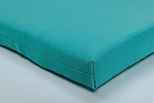Pillow Perfect Forsyth Solid Indoor/Outdoor Patio Seat Cushions, Plush Fiber Fill, Weather and Fade Resistant, 2 Count, Turquoise, Square Corner 16"x18.5" Blue