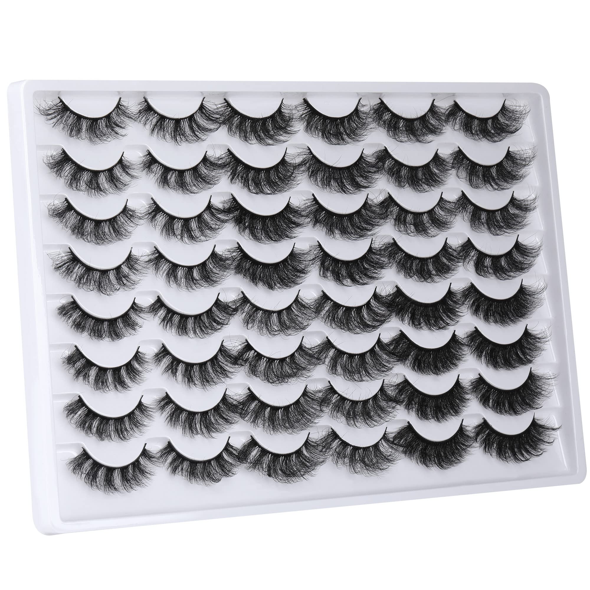 False Eyelashes 24 Pairs Lashes Mink Fluffy 20MM Wispy Faux Mink Eyelashes Thick Volume D Curl Strip Fake Eye Lashes 6 Styles Lashes Multipack