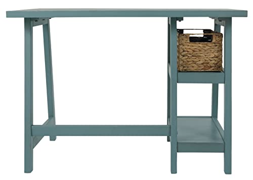 Signature Design by Ashley Mirimyn Vintage 42" Home Office Desk with Basket, Distressed Blue,Teal