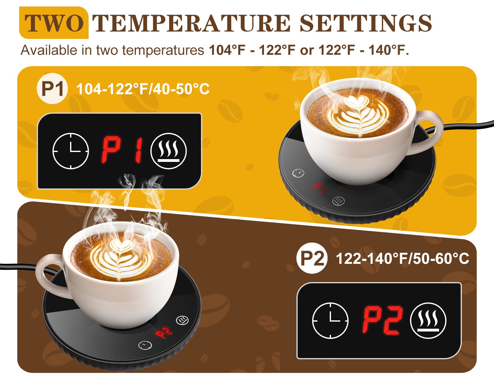 Coffee Mug Warmer, Candle Warmer with Auto Shut Off & 2-Temp Settings & 12-Hour Timer, Mug Warmer for Desk, Coffee Cup Warmer for Coffee, Beverage, Candle, Milk, Tea (No Cup)