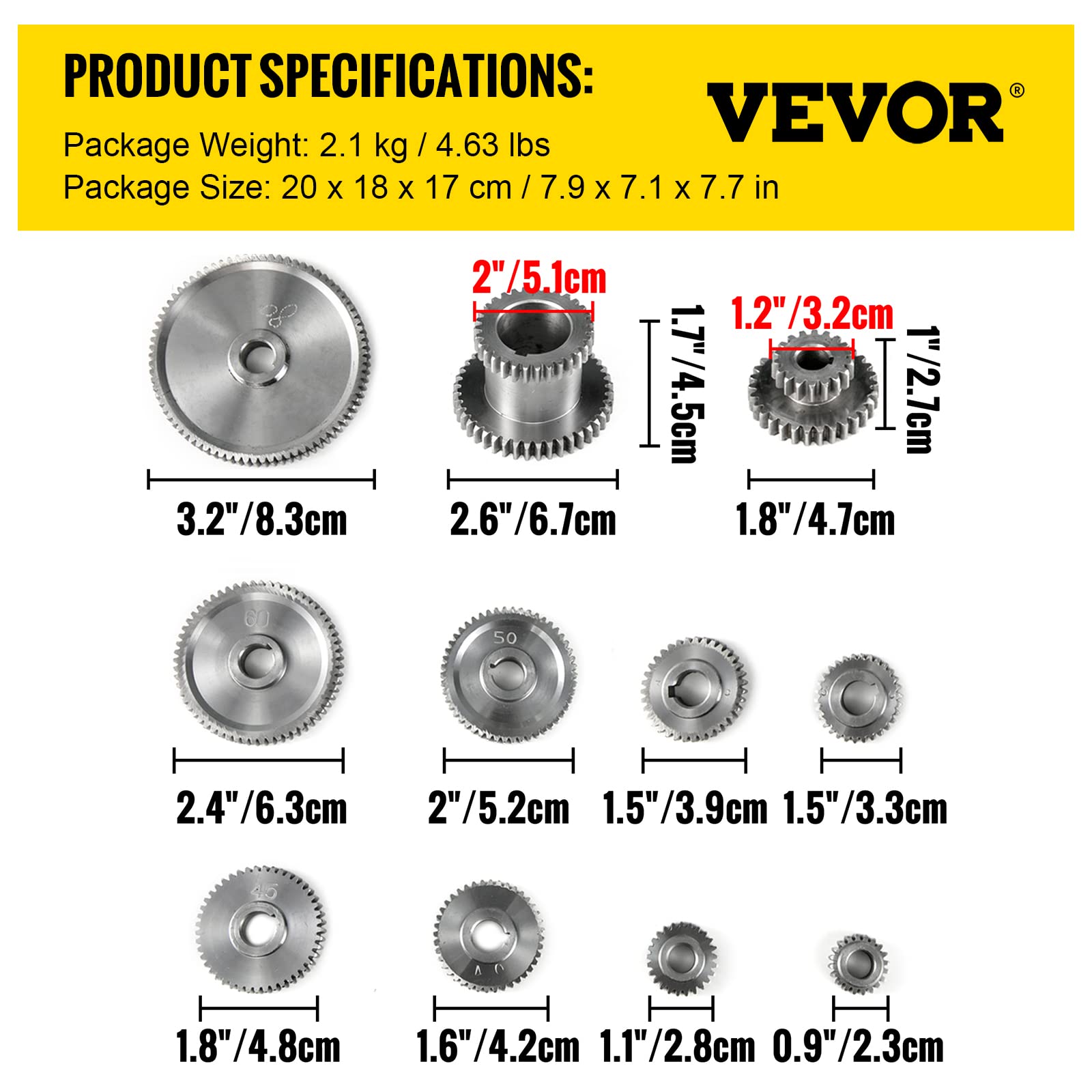 Mophorn 18pcs/Set CJ0618 Lathe Mini Lathe Gears Metal Cutting Machine Gears Lathe Gears Metal Exchange Gear (18pcs/Set)