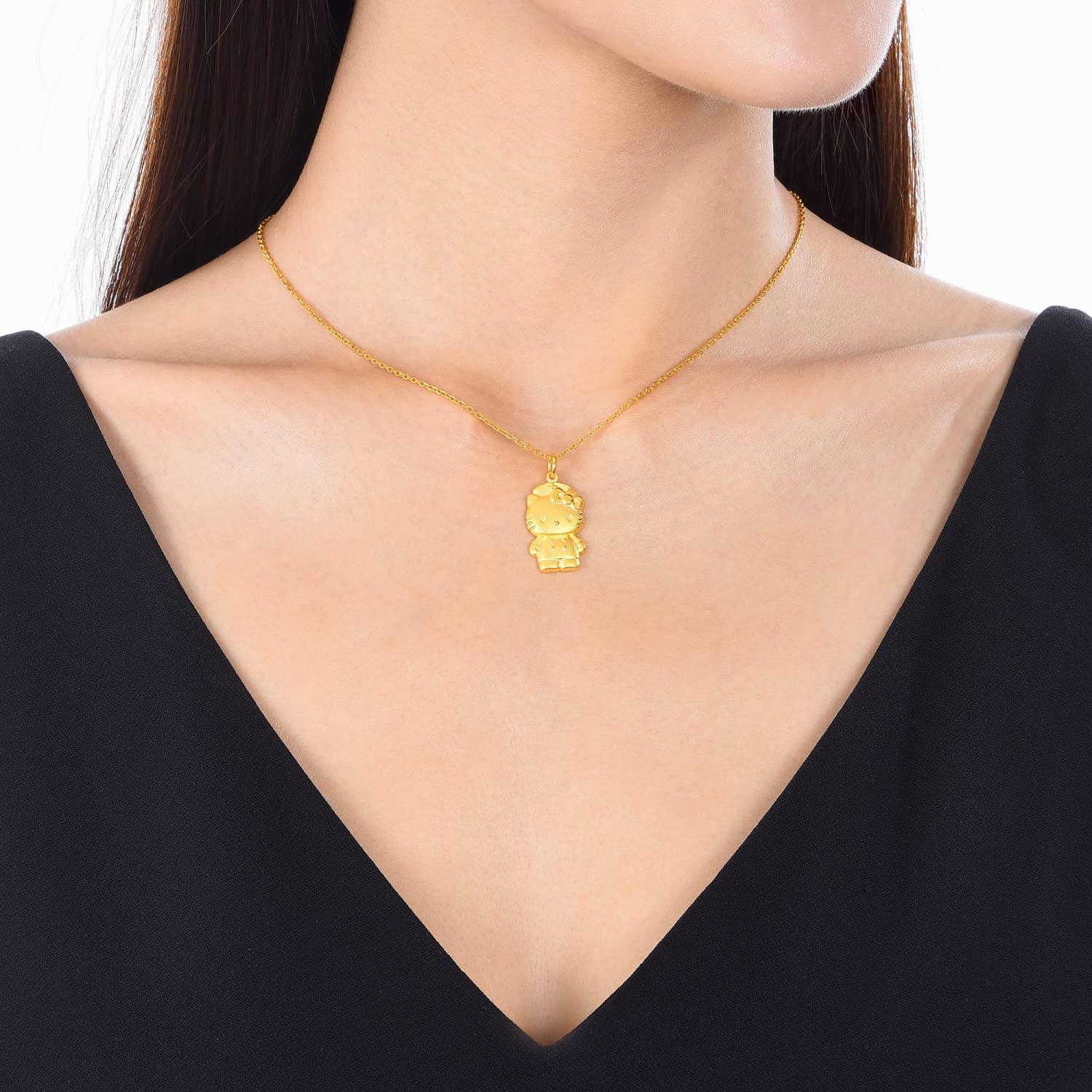 CHOW SANG SANG Sanrio 999.9 24K Solid Gold Hello Kitty Nurse Pendant for Women 89131P | Not Include the Necklace