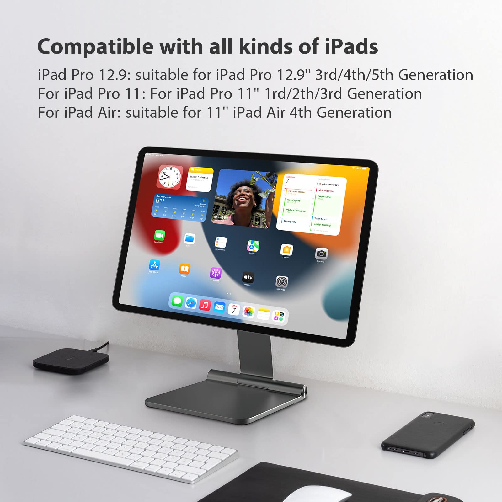 Meaowxva Magnetic iPad Stand Adjustable Floating Foldable Tablet Holder iPad Painting Desktop Stand for Apple iPad Pro 12.9 3rd/4th/5th/6th Generation