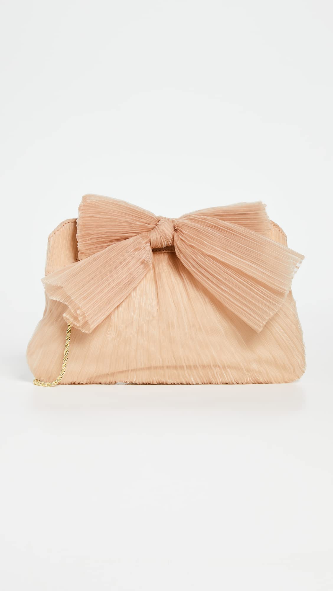 Loeffler Randall Women's Rayne Pleated Frame Clutch with Bow, Beauty, Pink, Tan, Small