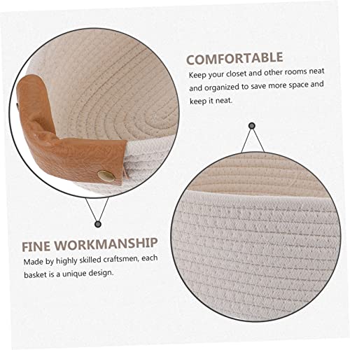 USHOBE Cotton Rope Storage Basket Blanket Baskets Baby Basket Kids Basket Nursery Clothes Basket Nursery Storage Baskets Woven Baskets for Storage Nursery Basket Desktop Basket White