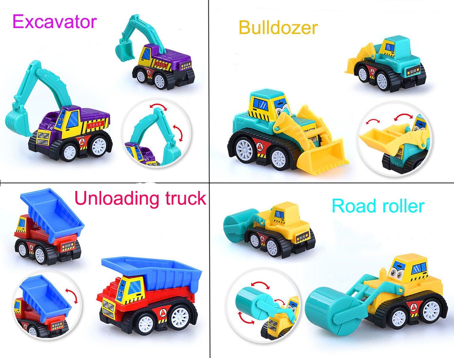 M-jump Pull Back Vehicles , 12 Pack Assorted Construction Vehicles Toy , Vehicles Truck Mini Car Toy For Kids Toddlers Boys,Pull Back and Go Car Toy Play Set