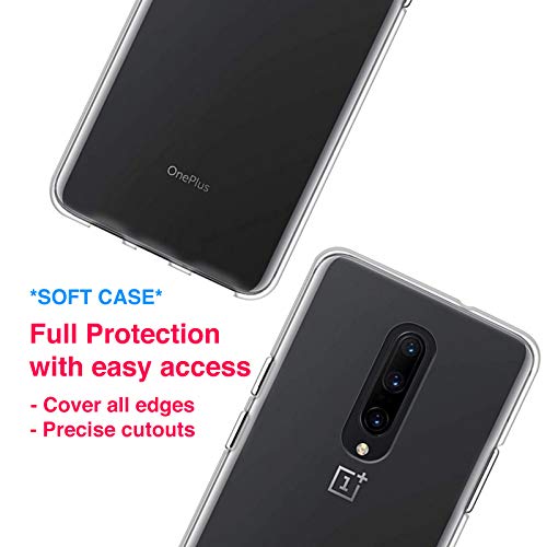 CasesByLorraine Compatible with OnePlus 7 Case, Striped Floral Flowers Clear Transparent Flexible TPU Soft Gel Protective Cover for OnePlus 7 (2019)