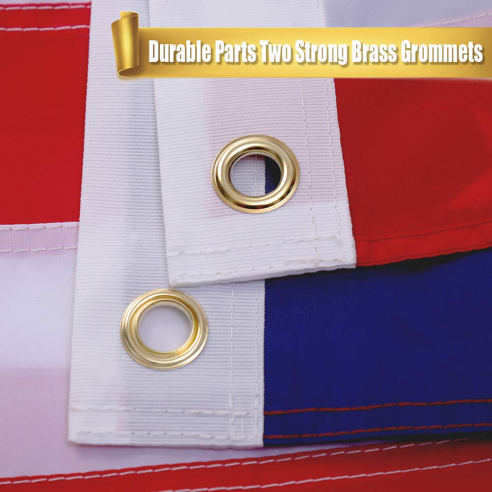 FASO 3×5, USA US, Sewn Stripes,Heavy Duty Durable Outdoors, Brass Grommets,The Best Embroidered Stars American Flags, 3X5 FT, Blue, Red
