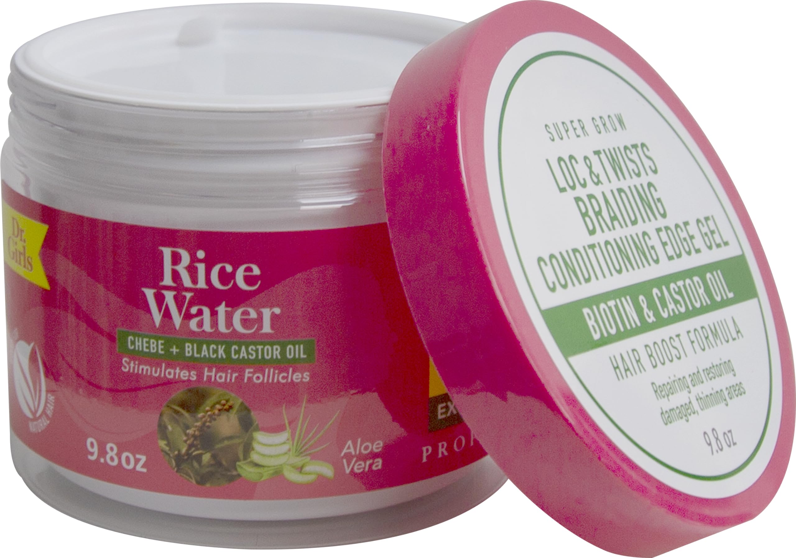 Dr Girls Locs & Twists Braiding Conditioning Edge Gel/Chebe and Black Castor Oil/ 9.8oz/ 48 Hours Hold