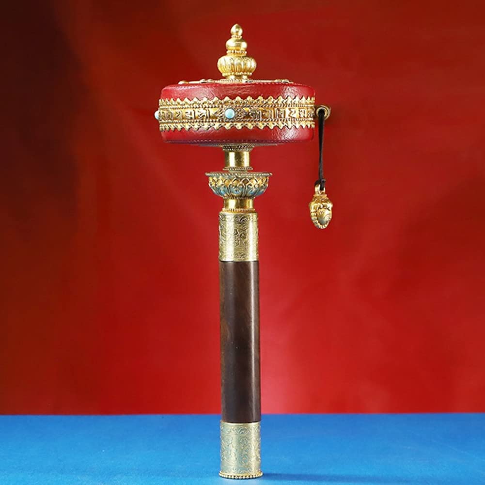 Om Mani Padme Hum Prayer Wheel, Premium Hand Held Tibetan Buddhist Copper Handmade Prayer Wheel with Mantra Scroll, Buddha Religion Scriptures Prayer Wheel for Spiritual Blessing,Meditation&Relaxation