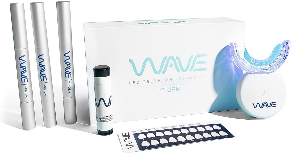 Dr Jen Teeth Whitening Kit with LED Light, 35% Carbamide Peroxide, Remove Deep Enamel Stains, Anti-Plaque, 3 Gel Tubes, Results in 24 Hours