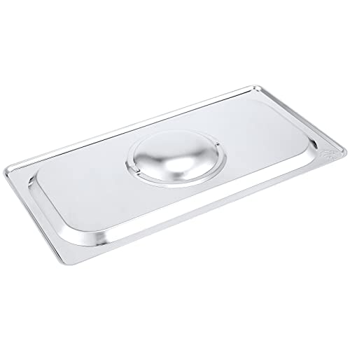 PINGEUI 8 Pack 1/3 Size Stainless Steel Steam Table Lid, Solid Hotel Pan Cover with Handle for Steam Food Pan, Non-Stick Surface