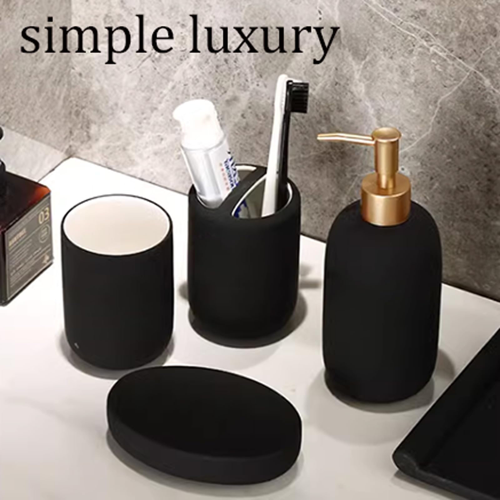 Ceramic Soap Dispenser Light Luxury Hand Sanitizer Nordic Wash Set Equipped with Tray for Neat Storage and Matte Texture