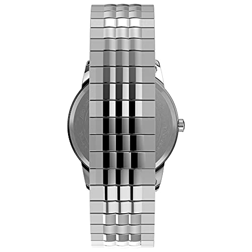 Timex Men's Easy Reader 35mm Perfect Fit Watch β Silver-Tone Case Blue Dial with Silver-Tone Expansion Band