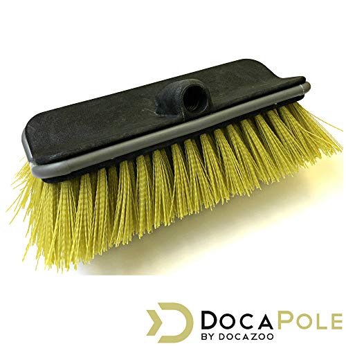 DocaPole Hard Bristle Deck Brush and Bi-Level Scrub Brush Extension Pole Attachment (11β) | Long Handle Scrub Brush and Deck Brush for Deck, House Siding, Brick, Concrete and More (Pole Not Included)