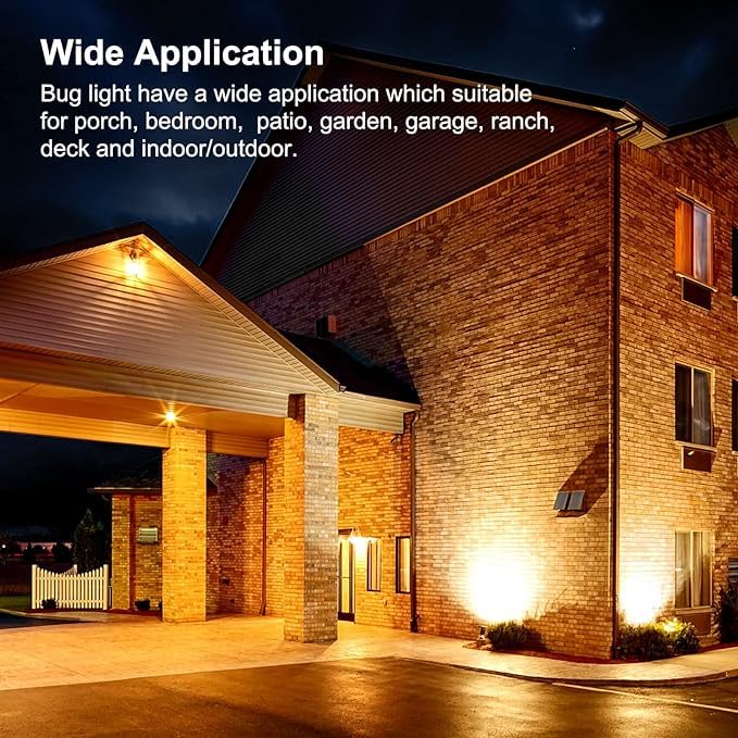 Familite LED Bug Light Bulbs, 1900K Yellow Outdoor PAR38 Flood Lights, Dusk to Dawn Auto On/Off Porch Lights, IP65 Waterproof, Replace up to 100W for Garage Hallway Yard Porch, 2 Pack