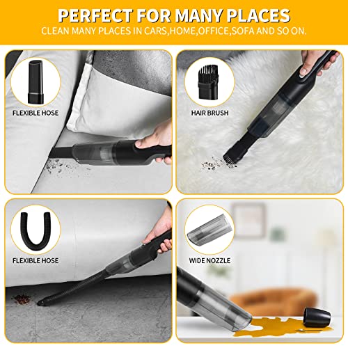 EZZARO Handheld Vacuum Cordless,Black Car Vacuum Cleaner,Wet Dry Hand Held Vacuum Cordless for Clean Desktop, Car Interior, Sofa, Corner and Other Crevices.(9000 PA)