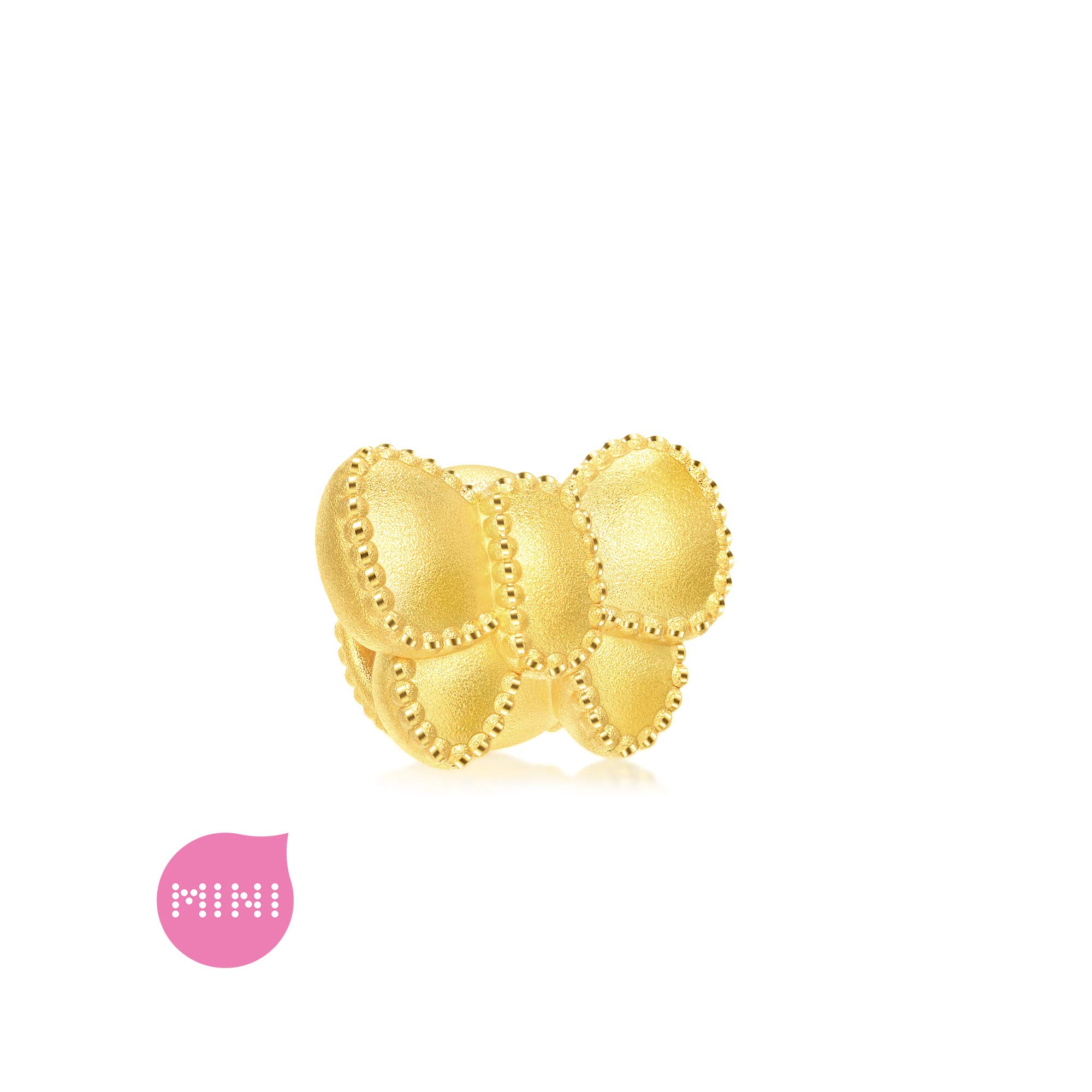 CHOW SANG SANG 999 24K Solid Gold Ribbon Mini Charm Bracelet for Women 92449C (Gold, 17 CM)