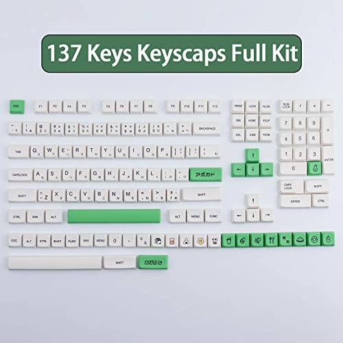 Hyekit PBT Keycaps 137 Keys Avocado Milk XDA Profile Keycaps Dye-Sublimation Japanese Keycaps Cute Keycaps Cherry Gateron MX Switches Mechanical Keyboards