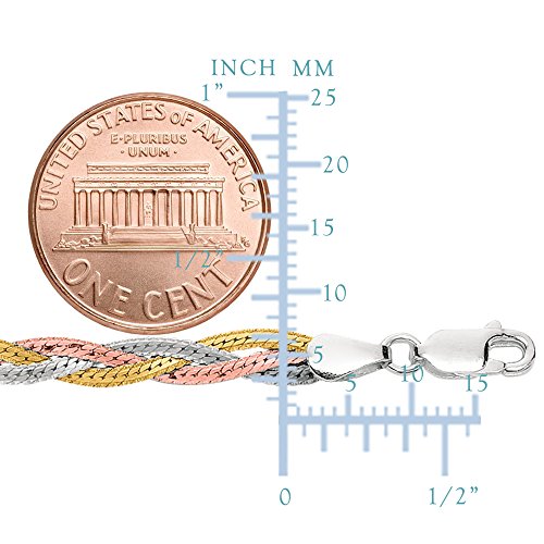 Jewelry Affairs Tricolor Braided Snake Chain Anklet In Sterling Silver, 10"