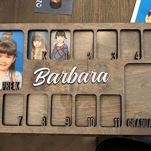 Handance Pre K to 12 Graduation School Photo Frame, Personalized Grade School Picture Frame Name Custom School Years Wood Photo Frame Gift