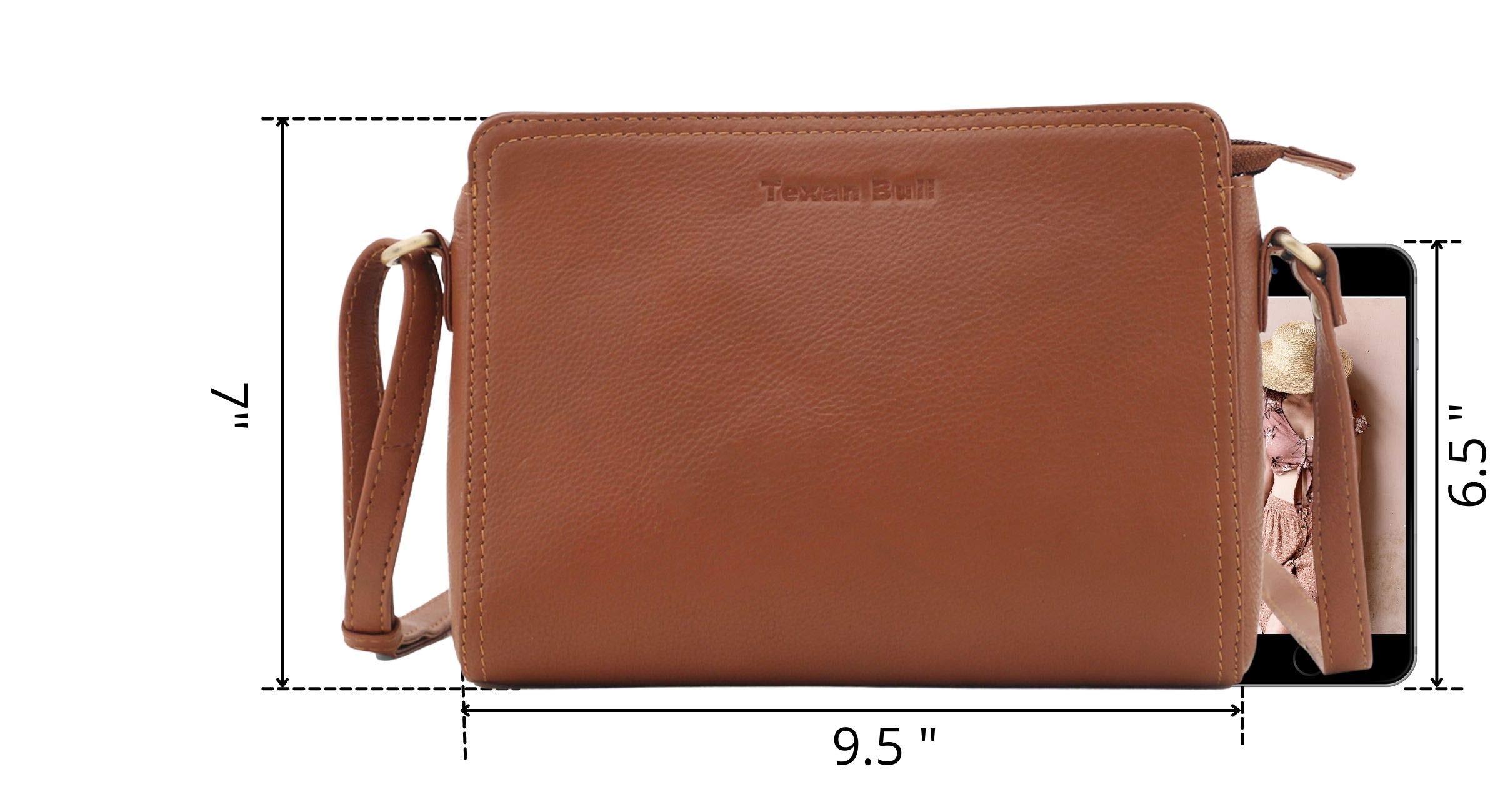 Texan Bull Leather Crossbody Bags For Women- Small Crossover Crossbody Bag With Shoulder Sling Adjustable Strap Womens Purses Purses And Handbags (Tan)